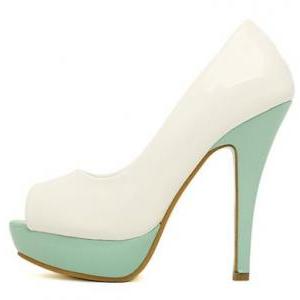 Chic Color Block Peep Toe High Heel Fashion Shoes on Luulla