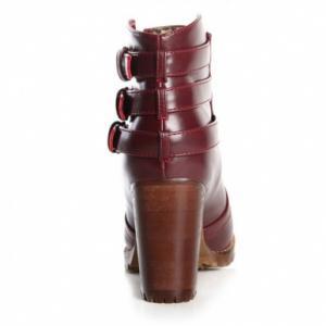 Classy Wine Red Chunky Heel Ankle Boots on Luulla