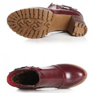 Classy Wine Red Chunky Heel Ankle Boots on Luulla