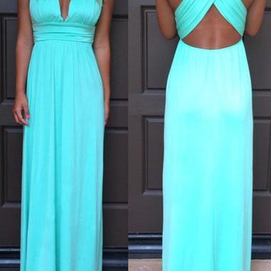 Blue Cross Back Maxi Dress on Luulla