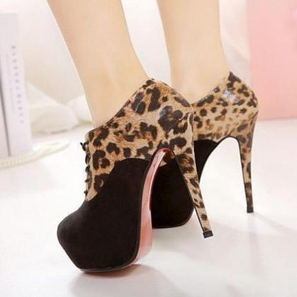 Black And Leopard Print High Heels Fashion Shoes on Luulla