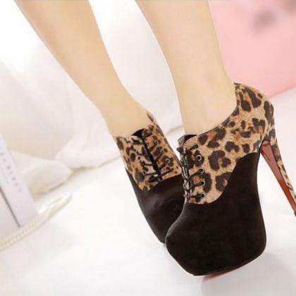 Black And Leopard Print High Heels Fashion Shoes on Luulla