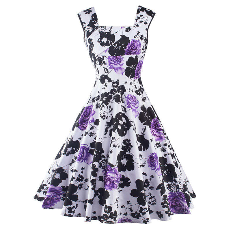 Sleeveless Vintage Retro Floral Print Party Dress on Luulla
