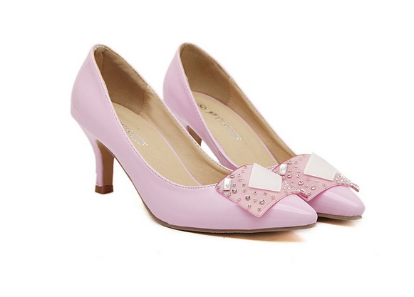 Beautiful Pointed Toe Color Block Diamond High Heel Shoes on Luulla