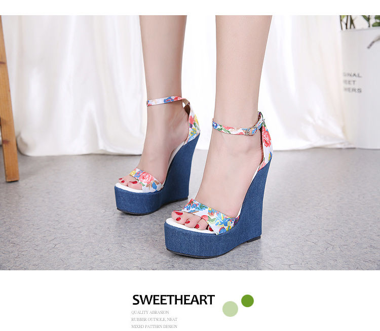 Peep Toe Platform Wedge Sandals on Luulla