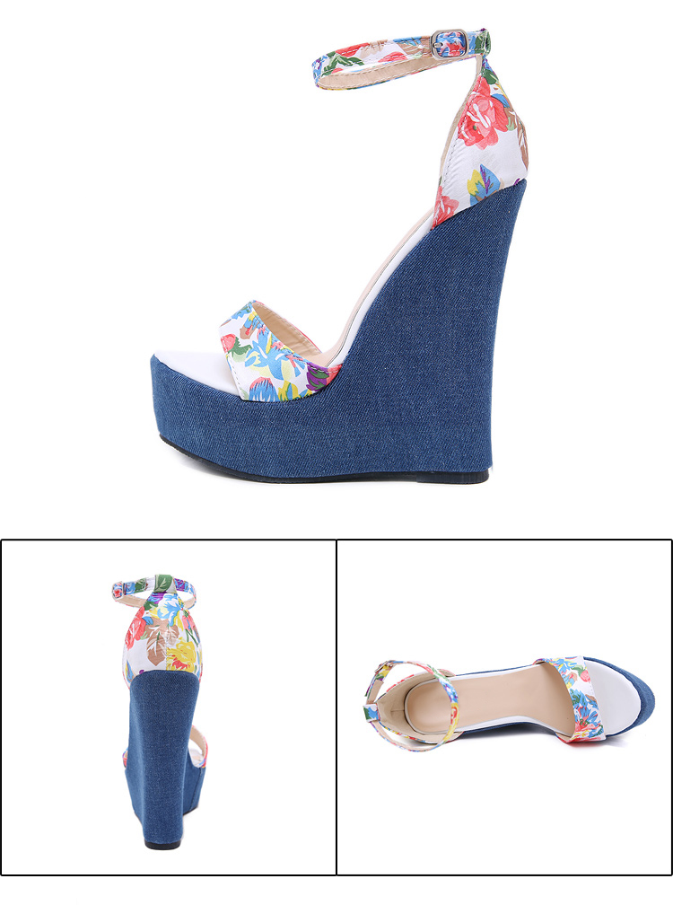 Peep Toe Platform Wedge Sandals on Luulla