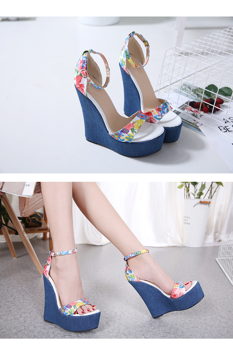 Peep Toe Platform Wedge Sandals on Luulla