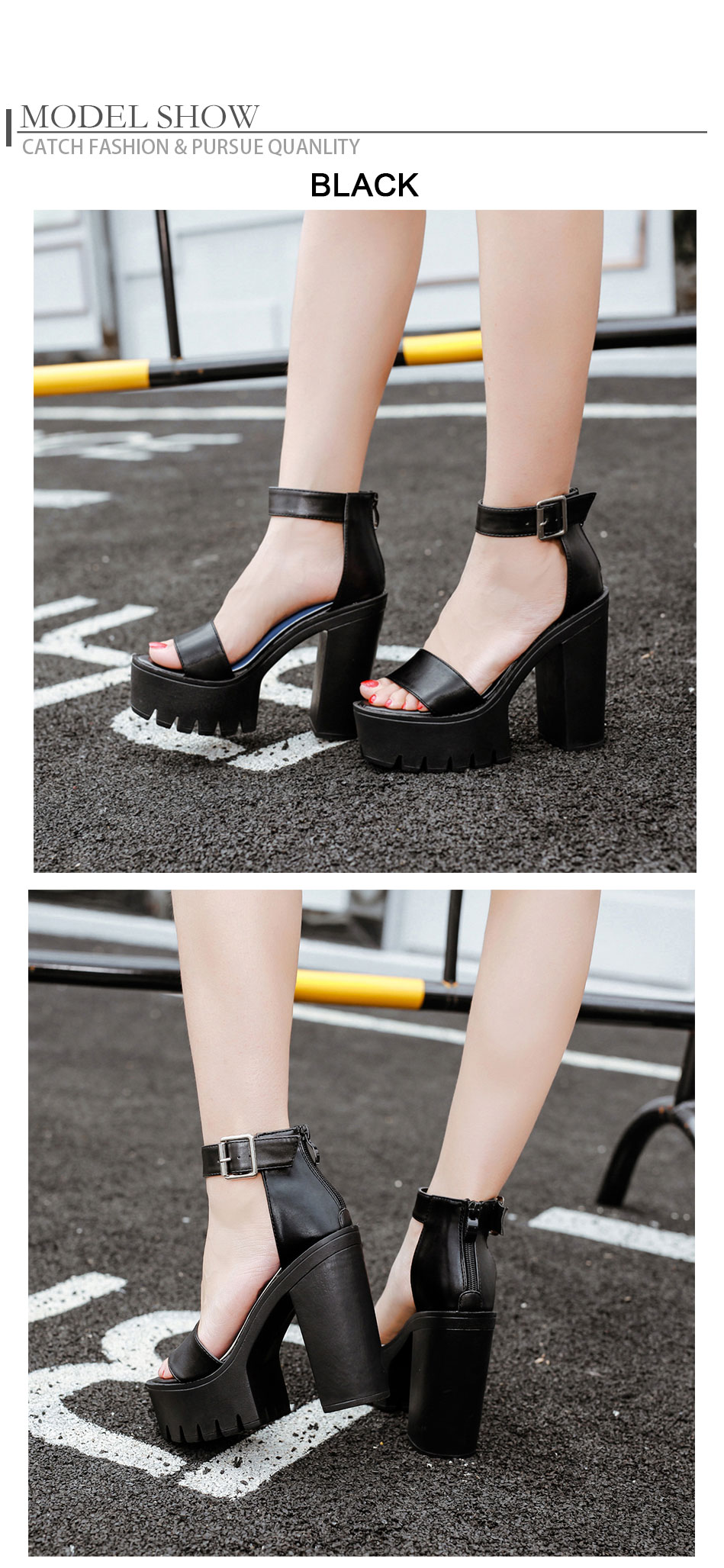 Black And White Gothic Platform Sandals on Luulla
