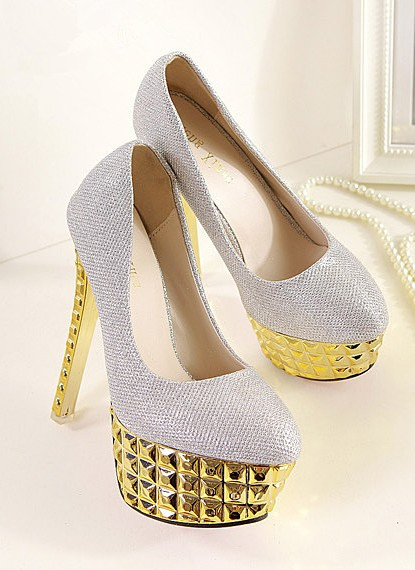 Sexy Silver Metallic High Heel Shoes on Luulla