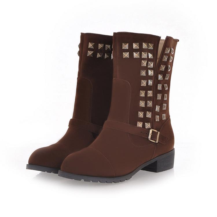 Stylish Brown Rivets Boots on Luulla