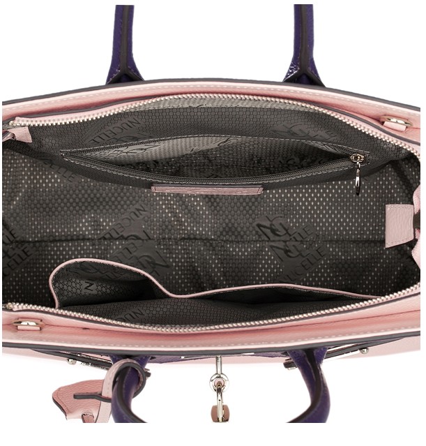 Elegant Leather Color Block Luxury Hand Bag on Luulla