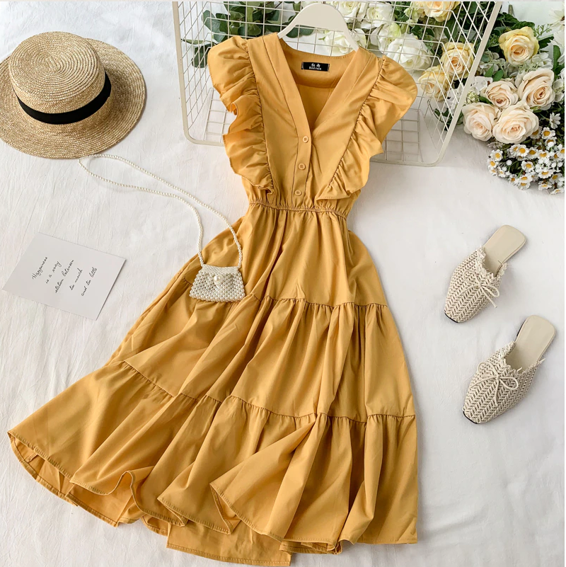 Neck Ruffles Summer Dress on Luulla