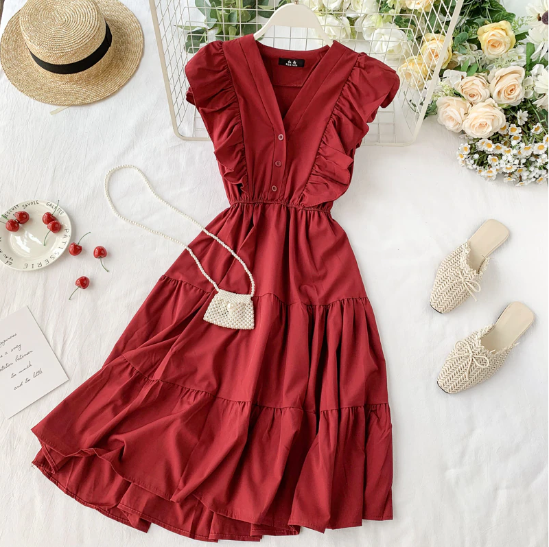 Neck Ruffles Summer Dress on Luulla