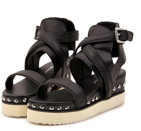 Street Style Black Studded Fashion Sandals on Luulla