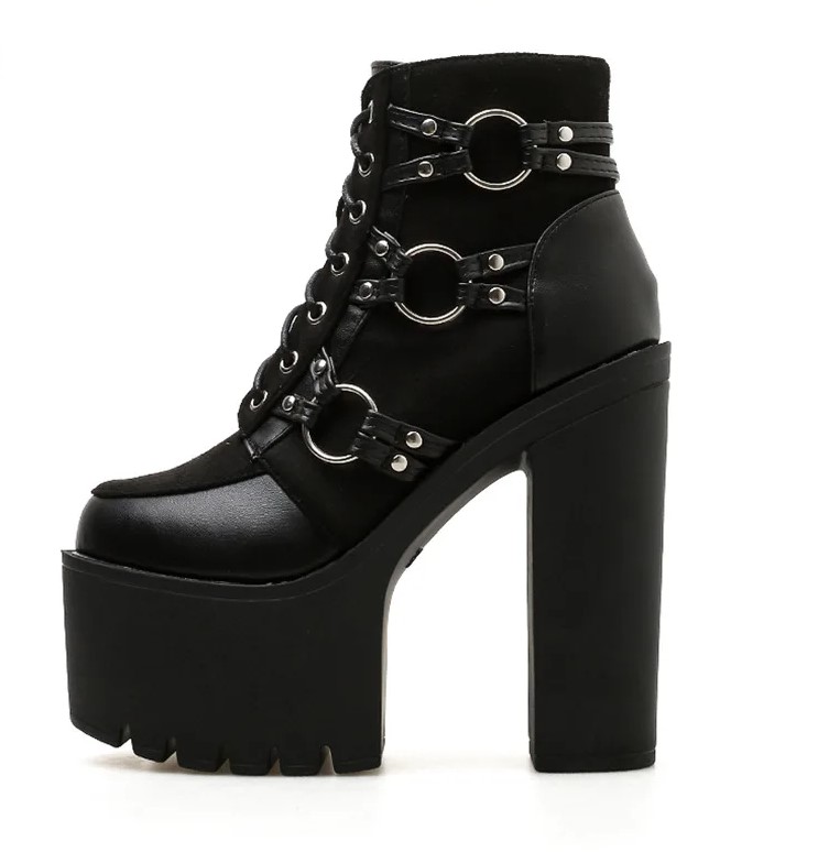 Punk Style Black High Heels Boots on Luulla