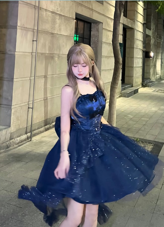 Whimsical Midnight Blue Evening Party Dress on Luulla