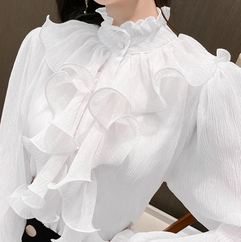Vintage Ruffles Elegant Lace Blouse on Luulla