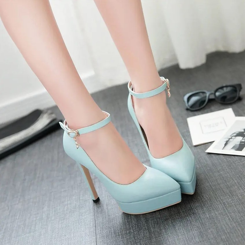 Chic Pointed Toe Ankle Strap High Heels Shoes on Luulla