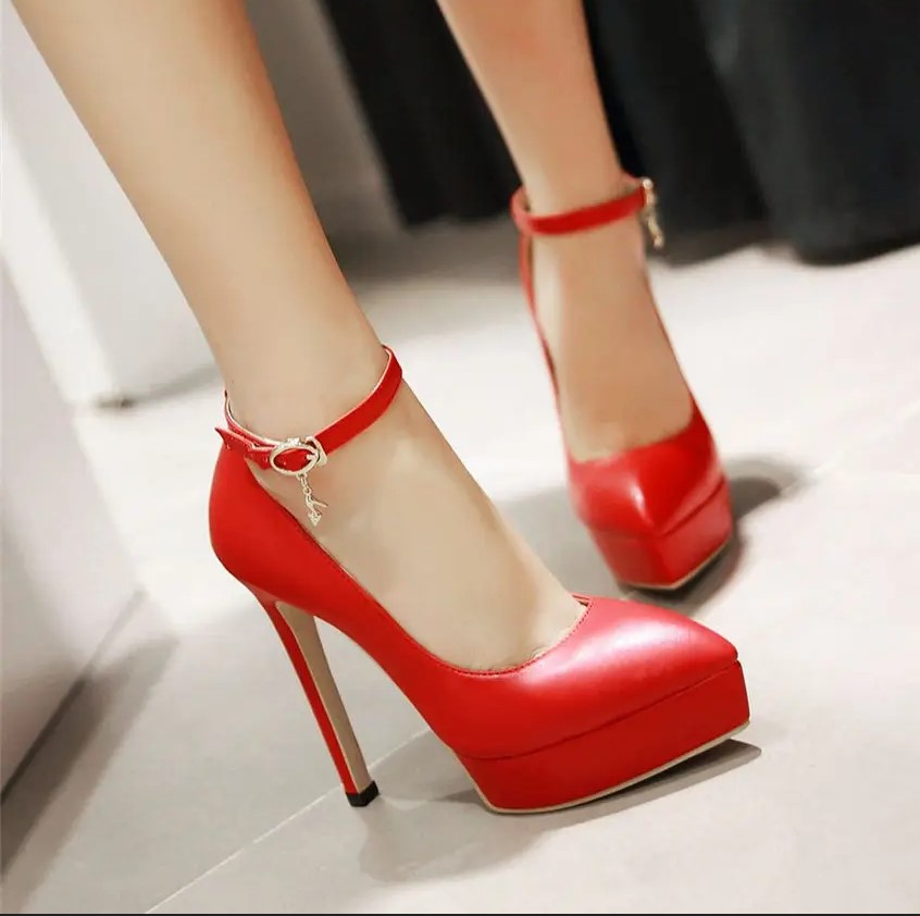 Chic Pointed Toe Ankle Strap High Heels Shoes on Luulla