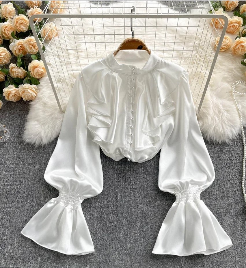 Vintage French Women Long Sleeve Blouse on Luulla