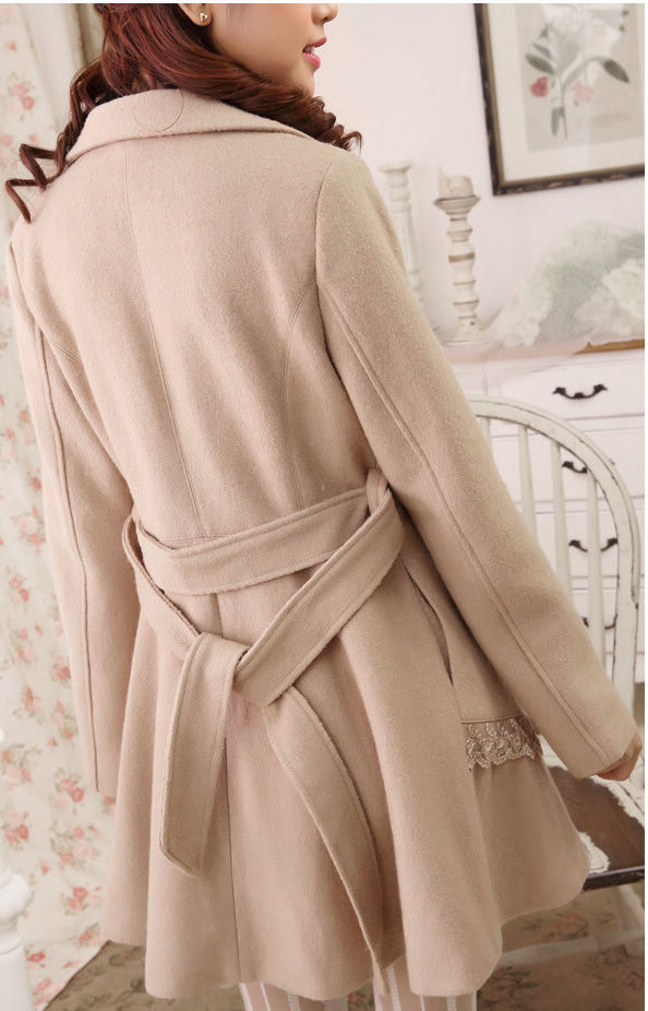 Light Brown Winter Coat With Beautiful Lace Detail on Luulla