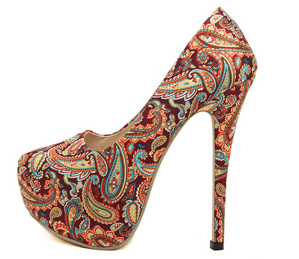 Cute And Colorful Paisley Design High Heels Shoes on Luulla