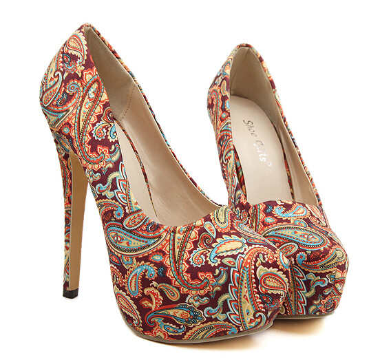 Cute And Colorful Paisley Design High Heels Shoes on Luulla