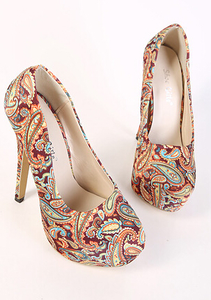 Cute And Colorful Paisley Design High Heels Shoes on Luulla