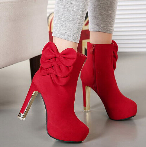 Elegant Red Bow Knot Design Fashion Boots on Luulla