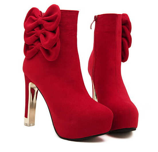 Elegant Red Bow Knot Design Fashion Boots on Luulla