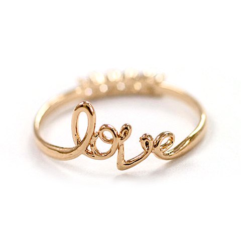 Rhinestone Love Shape Ring on Luulla
