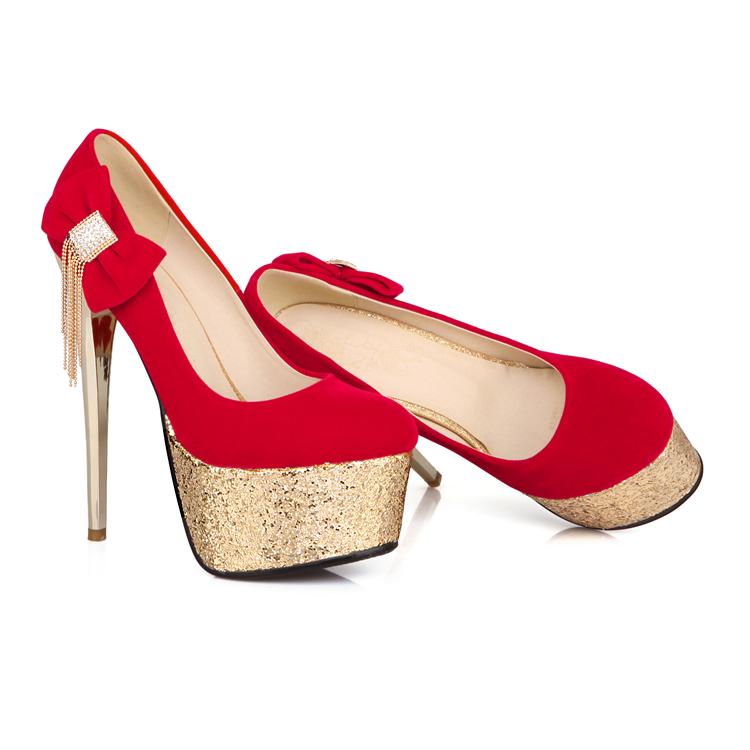 Sexy Metallic Stiletto High Heel Red Pumps on Luulla