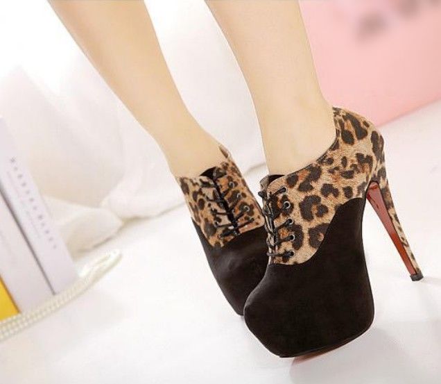 Black And Leopard Print High Heels Fashion Shoes on Luulla