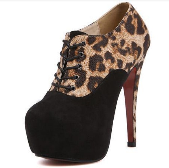 Black And Leopard Print High Heels Fashion Shoes on Luulla