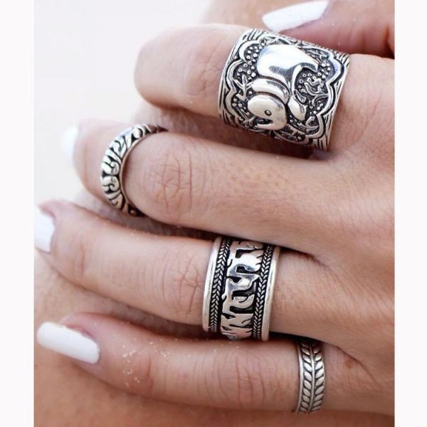 4 Pieces Boho Vintage Ring Set on Luulla