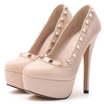 Rivets Design Apricot High Heel Pumps on Luulla