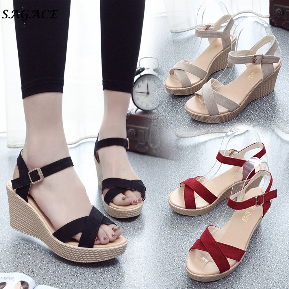 Stylish Cross Strap Wedge Sandals on Luulla