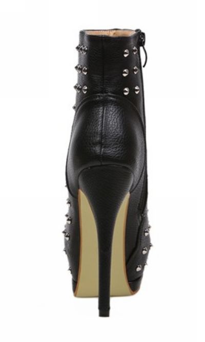 Luxury Black And White Rivets High Heel Fashion Boots on Luulla
