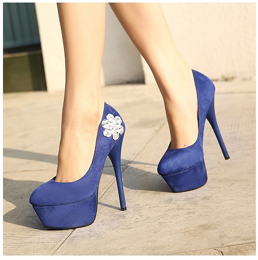 Blue Rhinestone Design High Heel Fashion Pumps on Luulla
