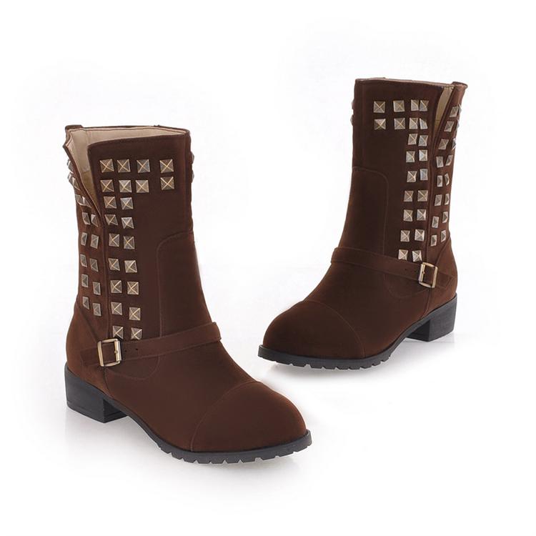 Stylish Brown Rivets Boots on Luulla