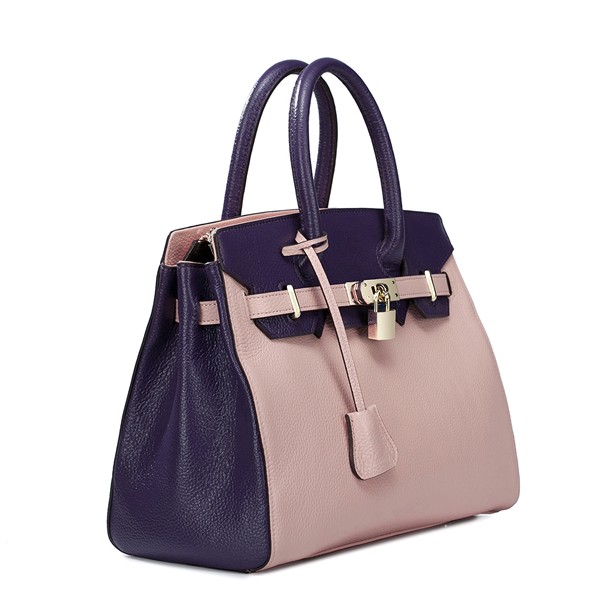 Elegant Leather Color Block Luxury Hand Bag on Luulla