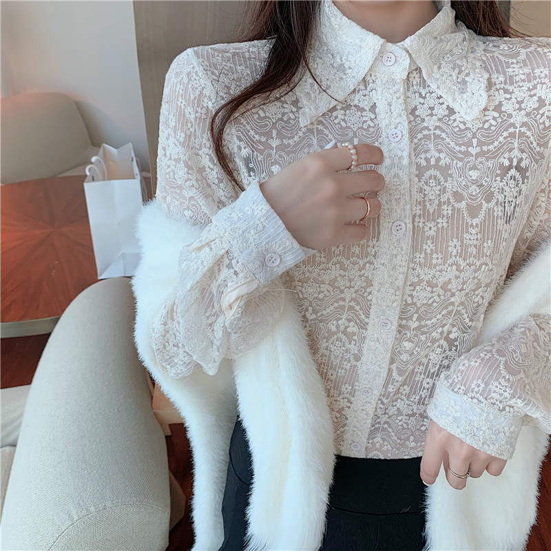 Transparent Lace Shirt Elegant on Luulla