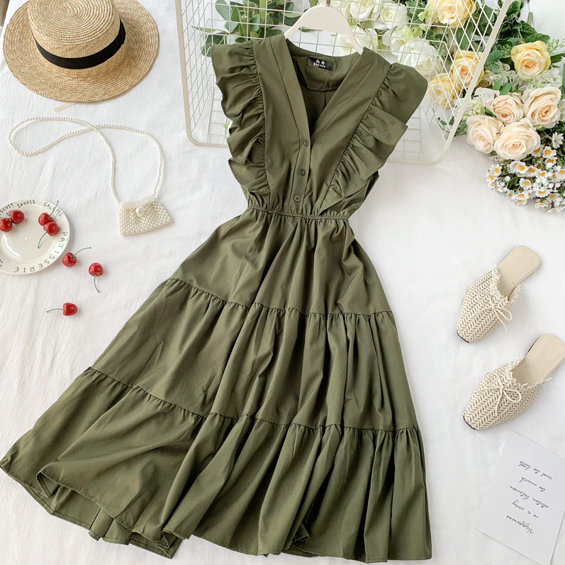 Neck Ruffles Summer Dress on Luulla