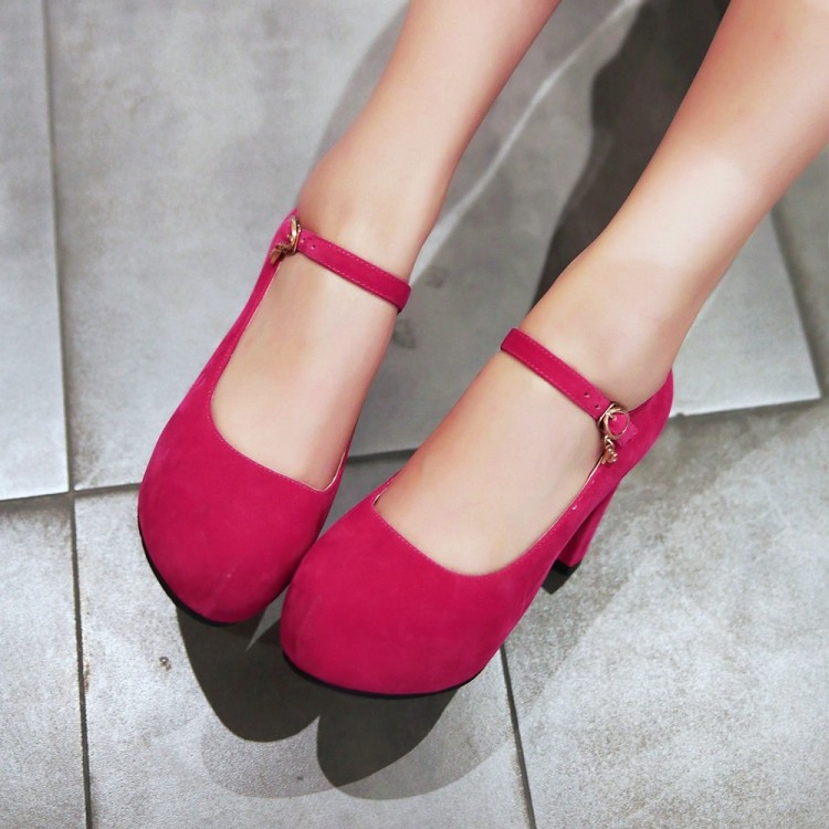 Four Seasons Single Shoes Rough Table Suede Wedding Shoes Simple on Luulla