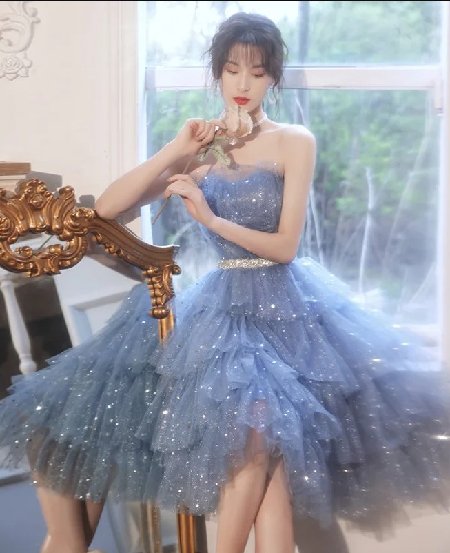 Blue Off The Shoulder Princess Evening Dress on Luulla
