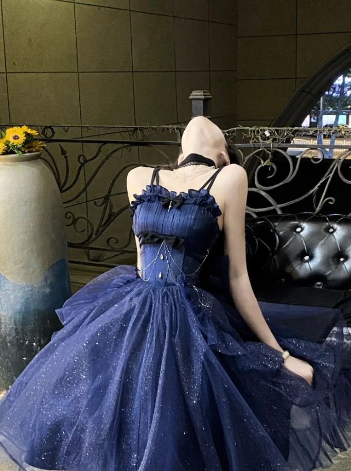 Whimsical Midnight Blue Evening Party Dress on Luulla