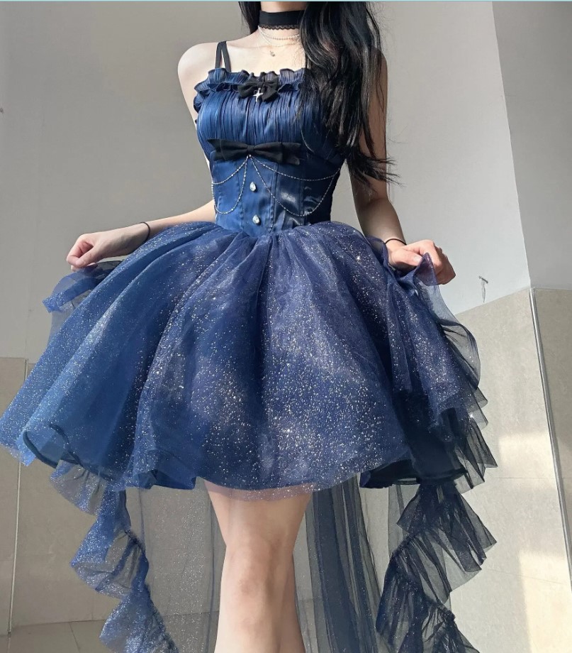 Whimsical Midnight Blue Evening Party Dress on Luulla