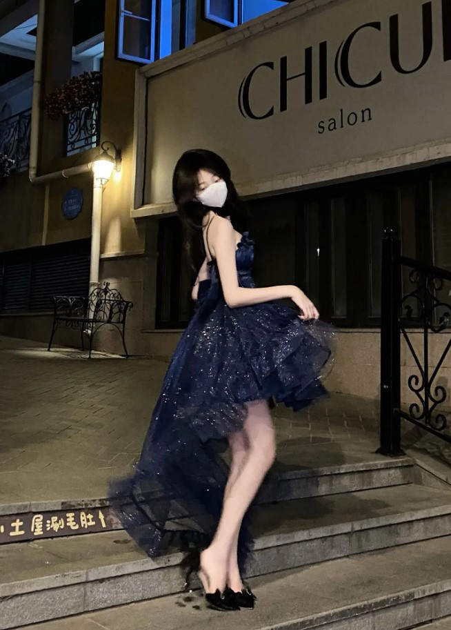 Whimsical Midnight Blue Evening Party Dress on Luulla