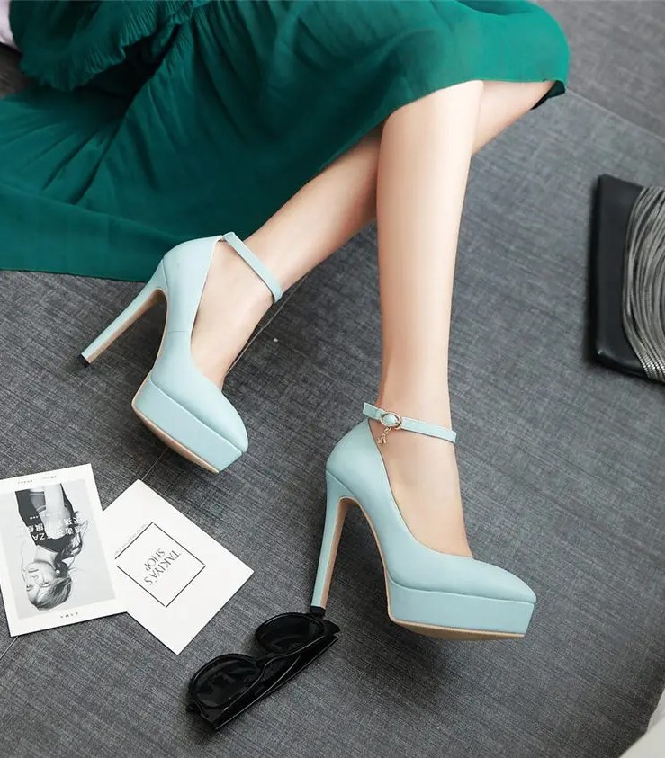Chic Pointed Toe Ankle Strap High Heels Shoes on Luulla