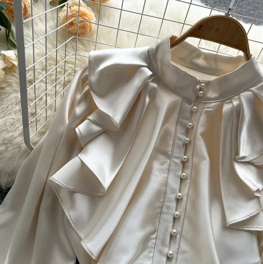 Vintage French Women Long Sleeve Blouse on Luulla